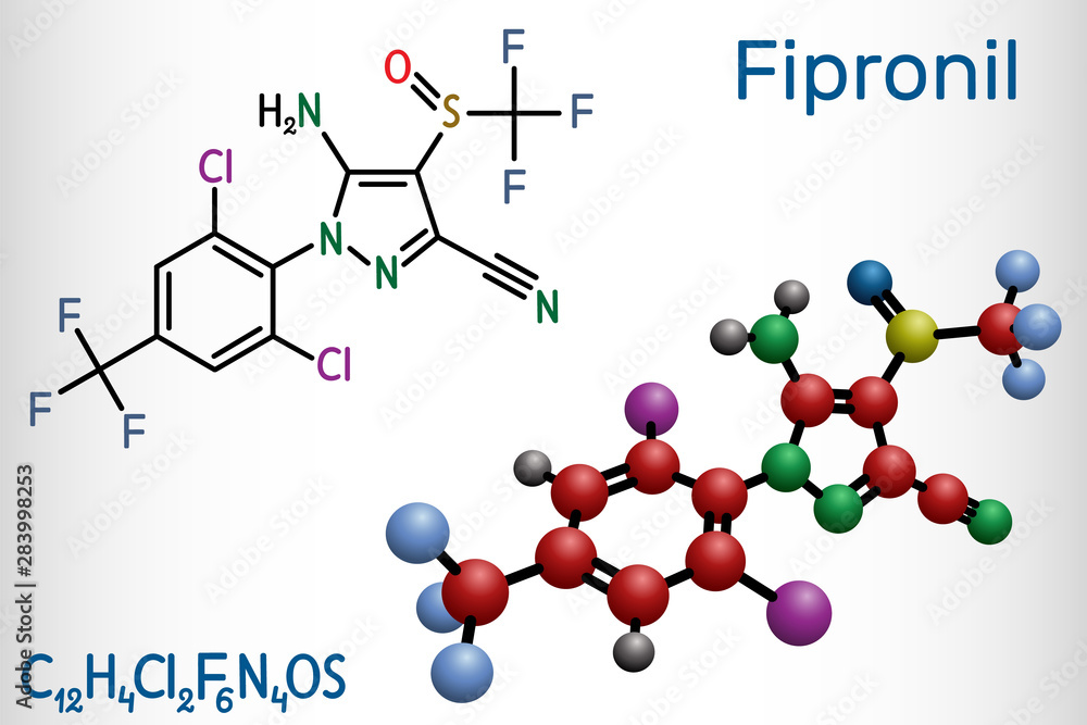 Fipronil, broad-spectrum insecticide molecule. It is used to fight ants ...