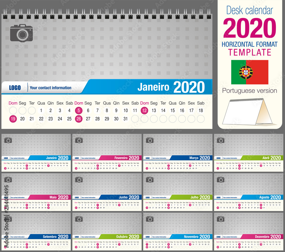 Useful desk triangle calendar 2020 template, with space to place a ...