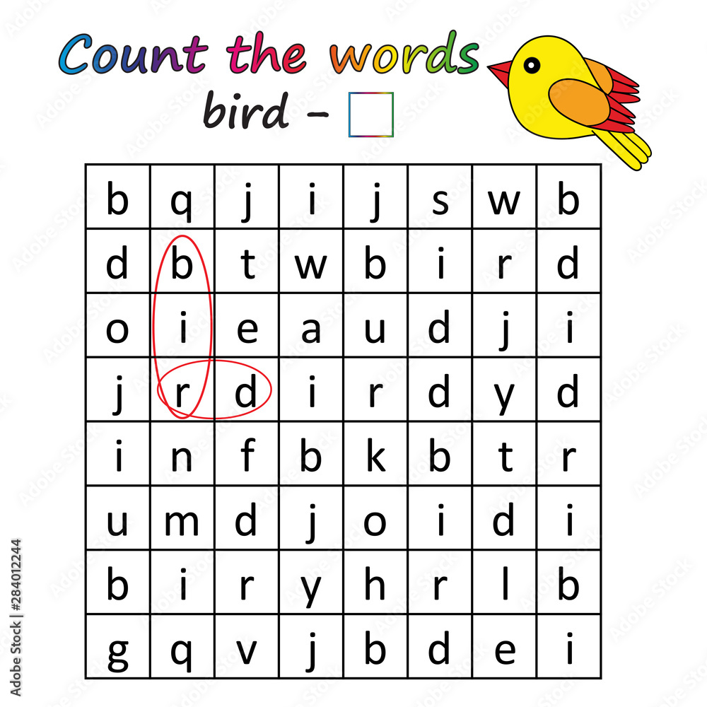 Worksheet. Game for kids - find and count the words. Visual Educational ...