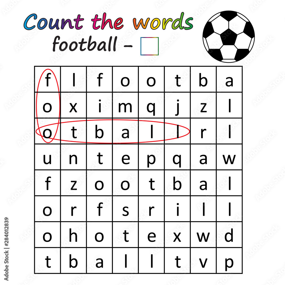 Vetor de Worksheet. Game for kids - find and count the words. Visual ...