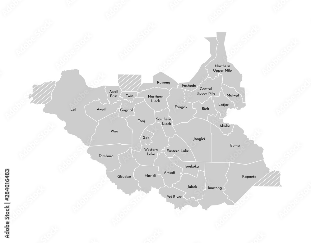 Vector isolated illustration of simplified administrative map of South ...