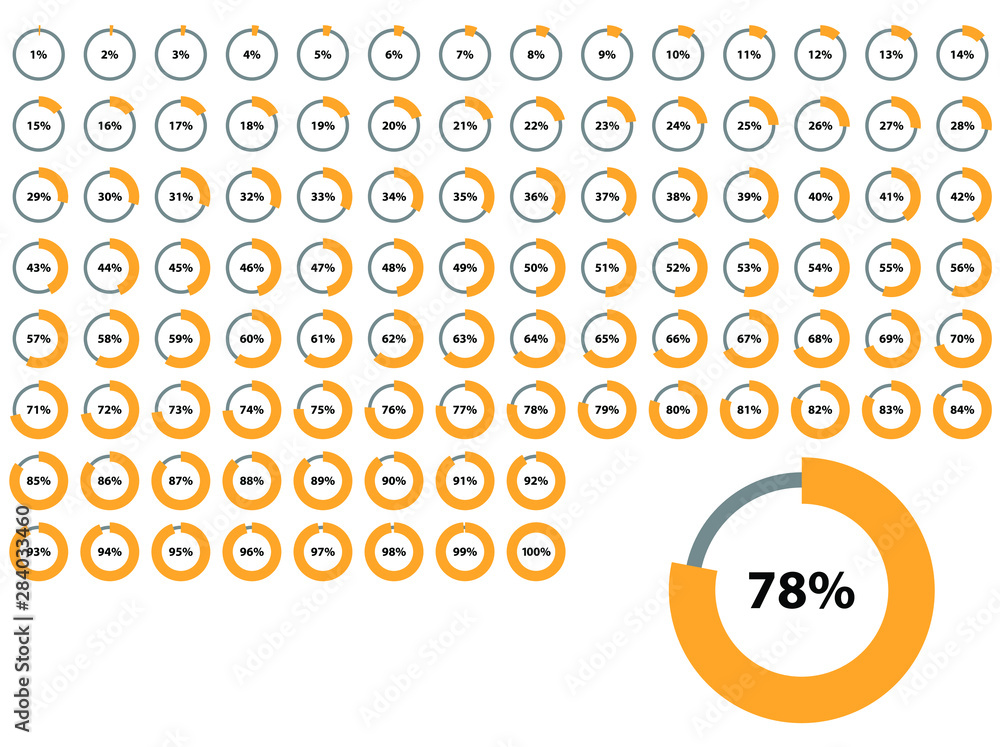 Circle percentage diagrams from 1 to 100. web design, infographic ...