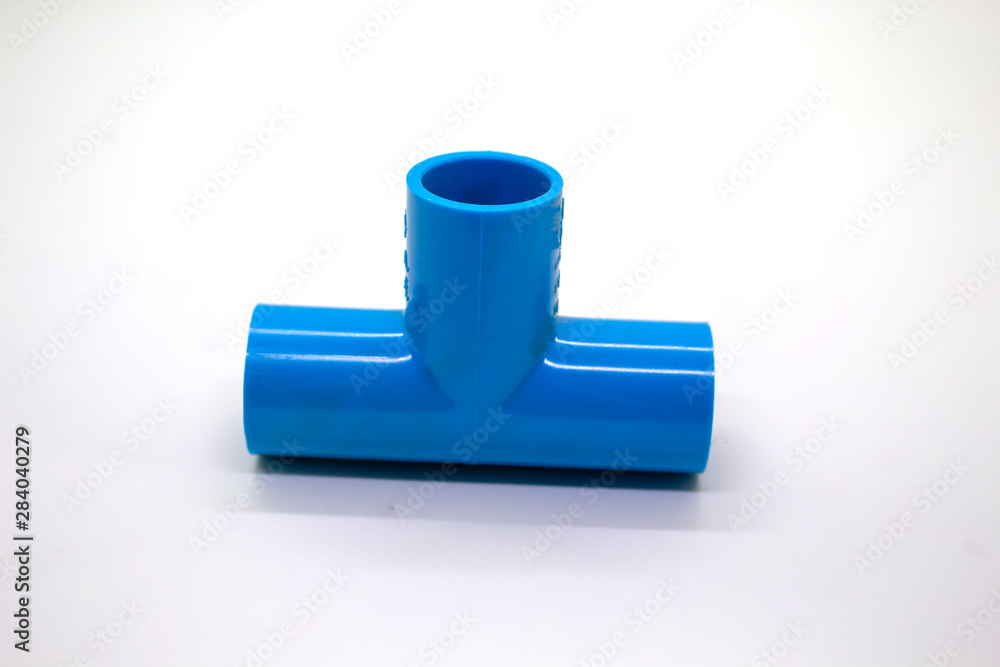 Plastic joints for water pipes on a white background, spare equipment ...