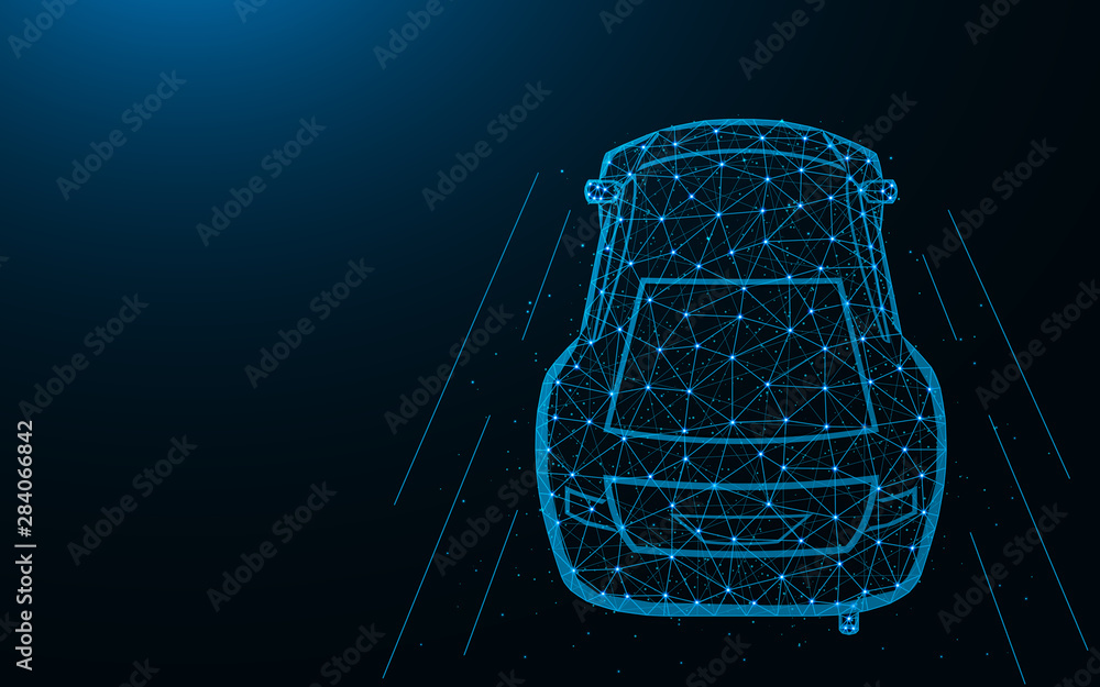 Car low poly design, transport abstract geometric image, fast driving ...