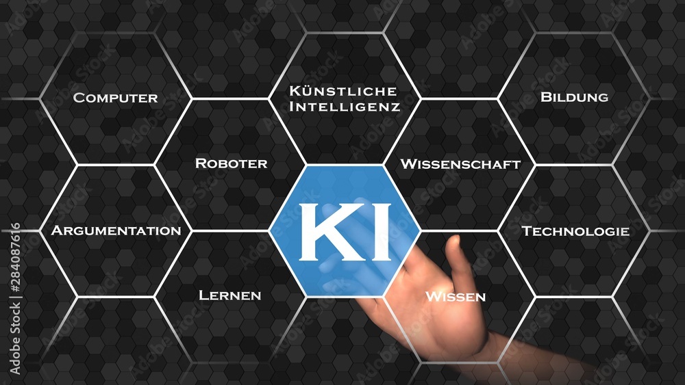 AI - Artificial Intelligence background (in german KI - Kuenstliche ...