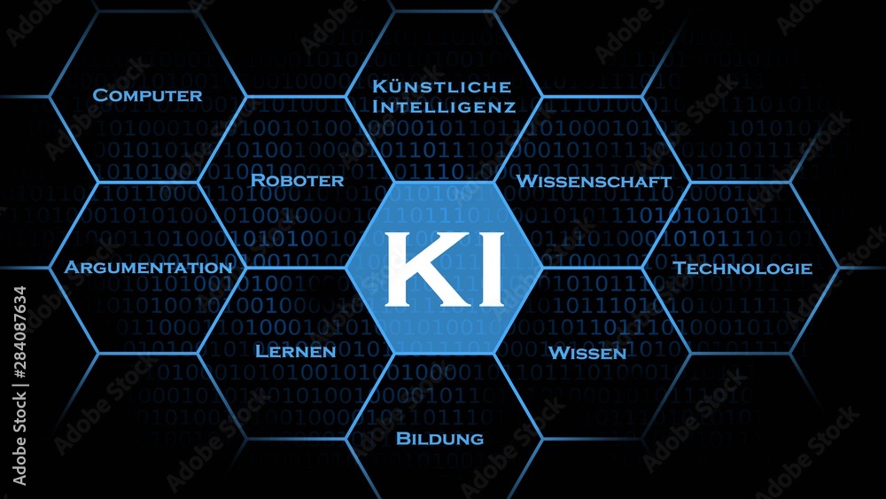 AI - Artificial Intelligence background (in german KI - Kuenstliche ...