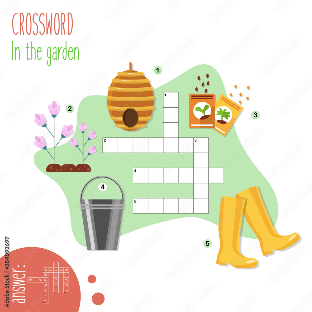 Easy crossword puzzle 'In the garden', for children in elementary and ...