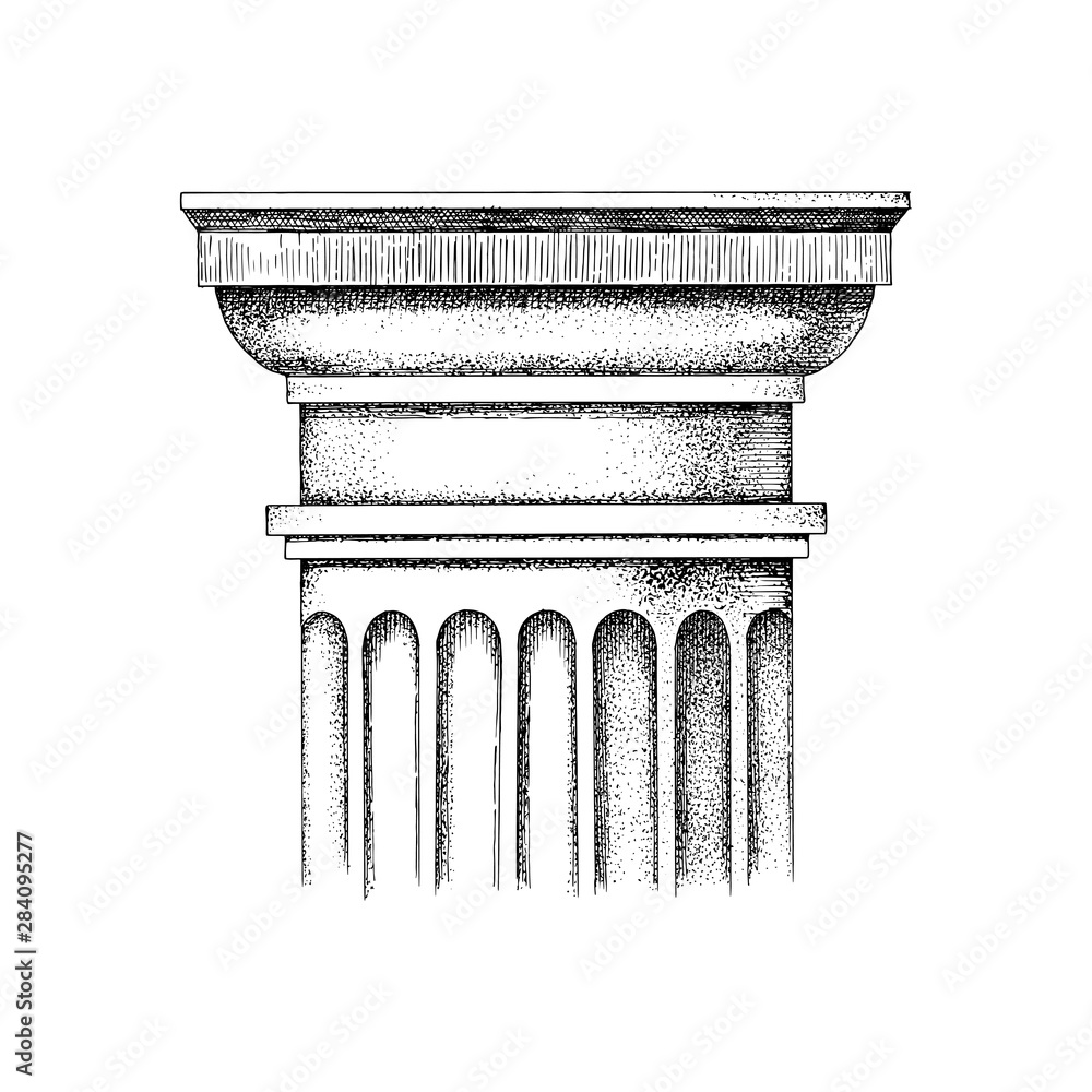 Hand drawn Capital of the Doric order Stock Vector | Adobe Stock
