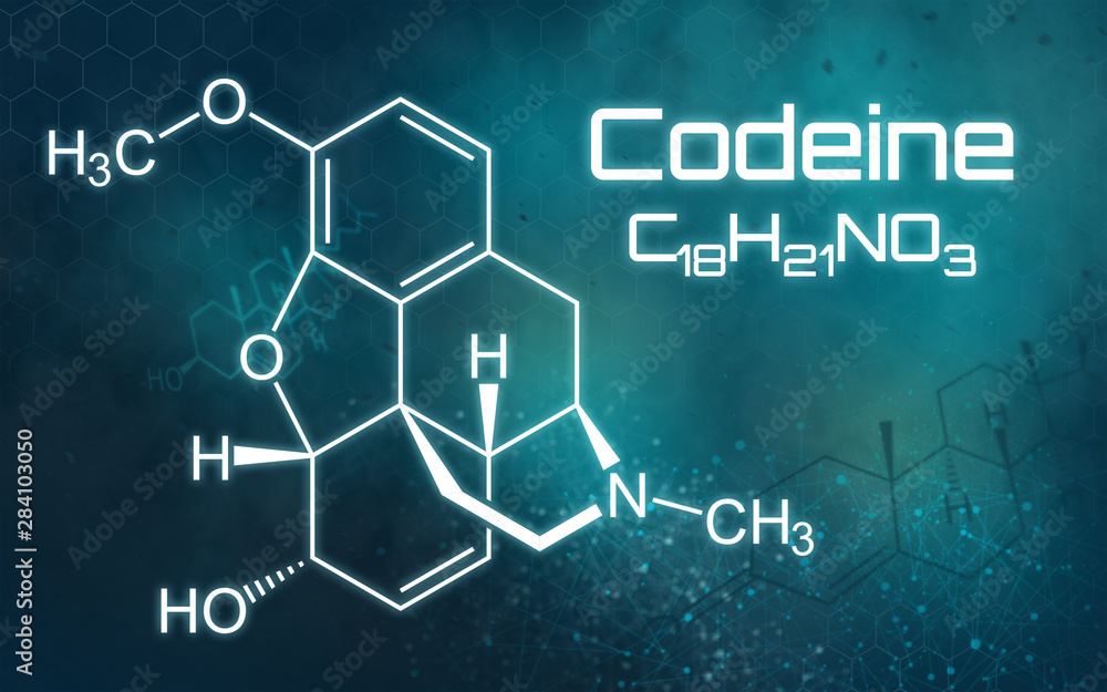 Chemical formula of Codeine on a futuristic background Stock ...