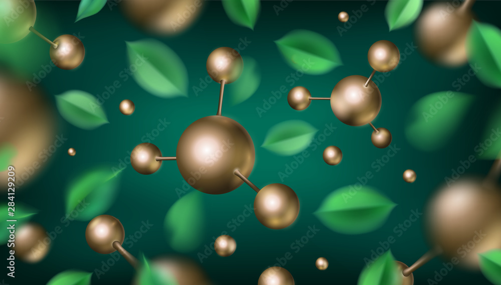 3d molecules vector design. Science abstract background with molecular ...