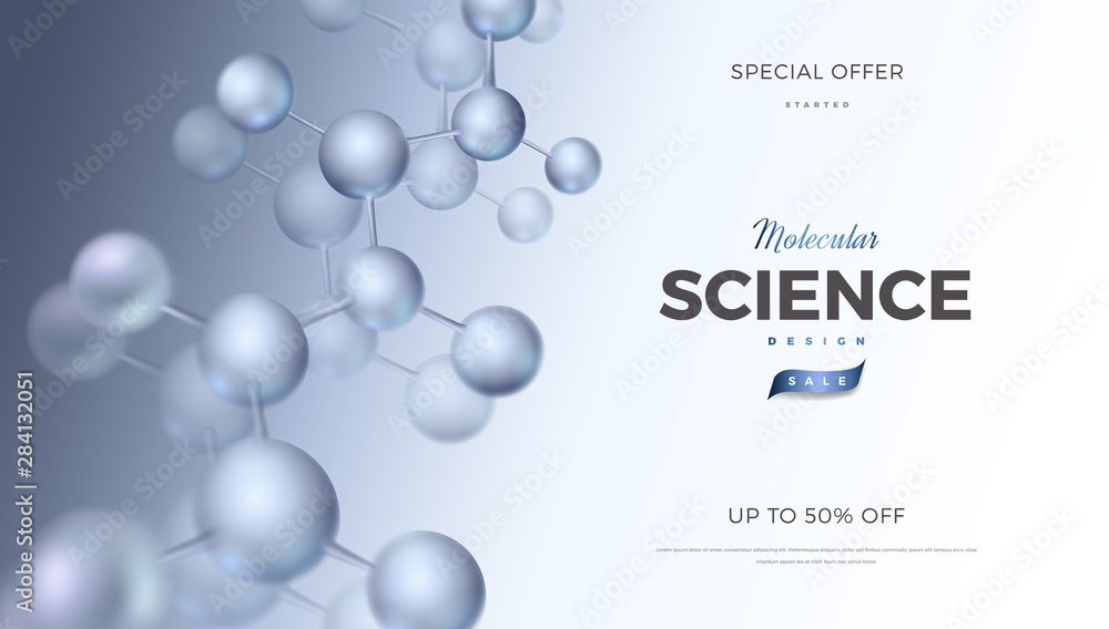 Science abstract vector background design with complex molecular ...