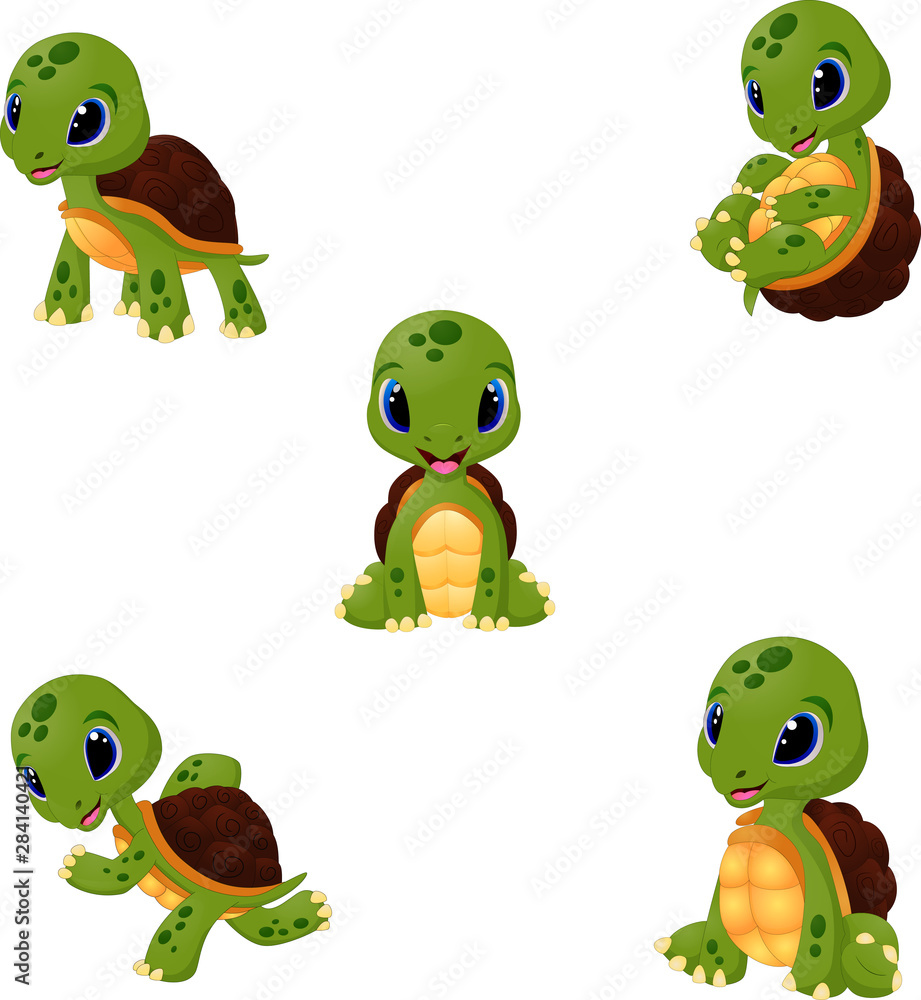 Cartoon baby turtles collection set Stock Vector | Adobe Stock