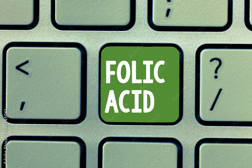 Text sign showing Folic Acid. Conceptual photo Vitamin required for ...