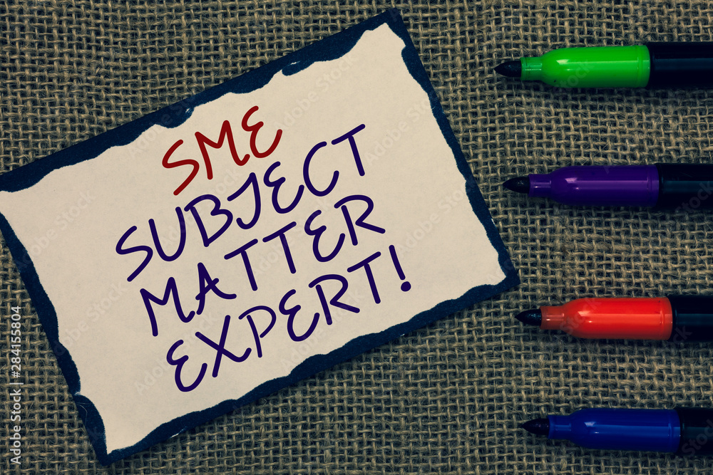 Text sign showing Sme Subject Matter Expert. Conceptual photo Authority ...