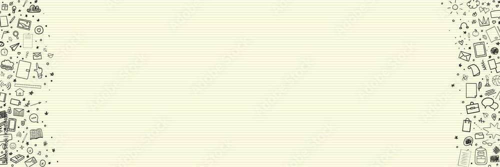 Abstract line pattern with school supplies. Graphic stripe paper ...