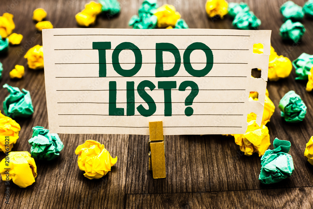 Text sign showing To Do List question. Conceptual photo Series of task ...