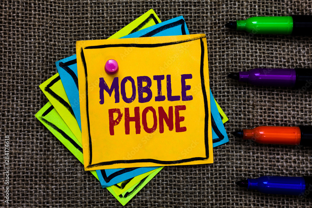 Word Writing Text Mobile Phone Business Concept For A Handheld Device Used To Send Receive