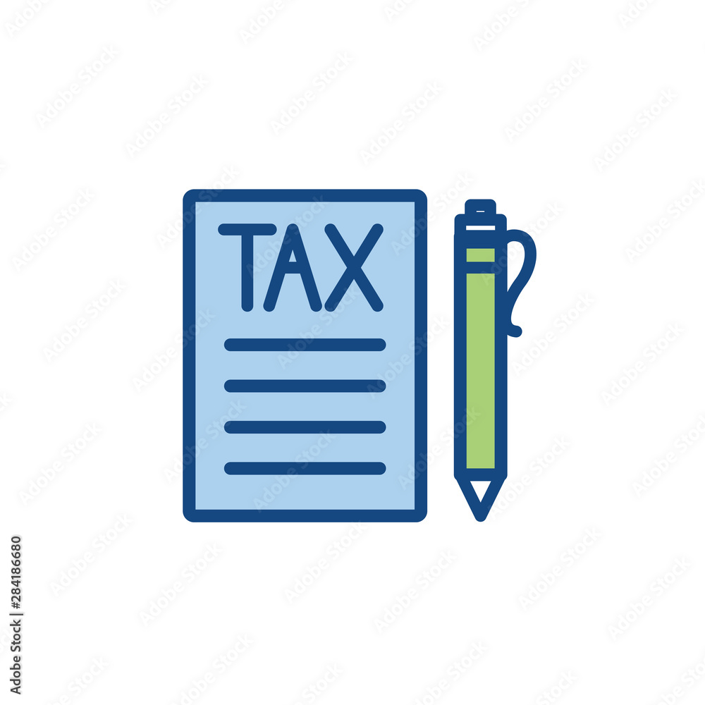 Tax concept with percentage paid, icon and income idea. Flat vector ...