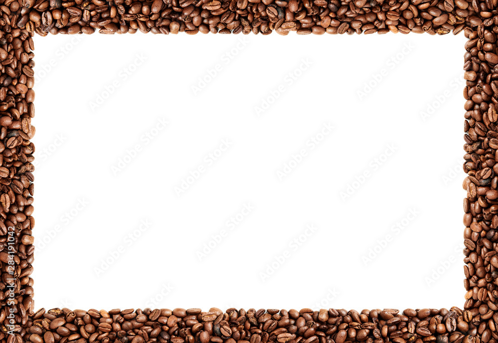 Coffee bean frame, white background in the middle Stock Photo | Adobe Stock