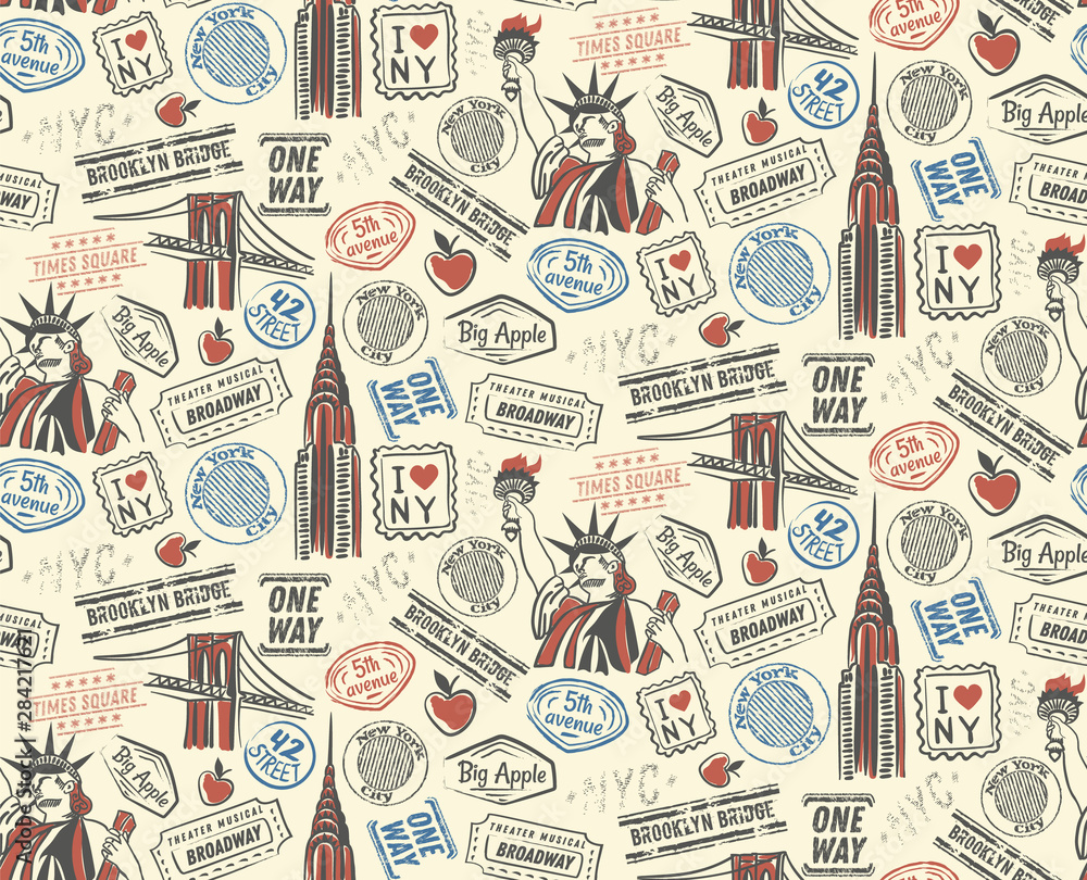 New York pattern seamless design illustration Stock Vector | Adobe Stock