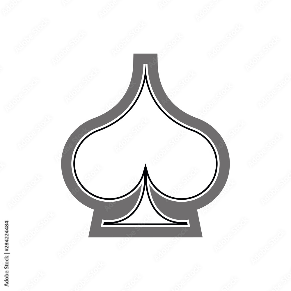 Poker playing card suit Spades outline shape single icon. Spades suit ...