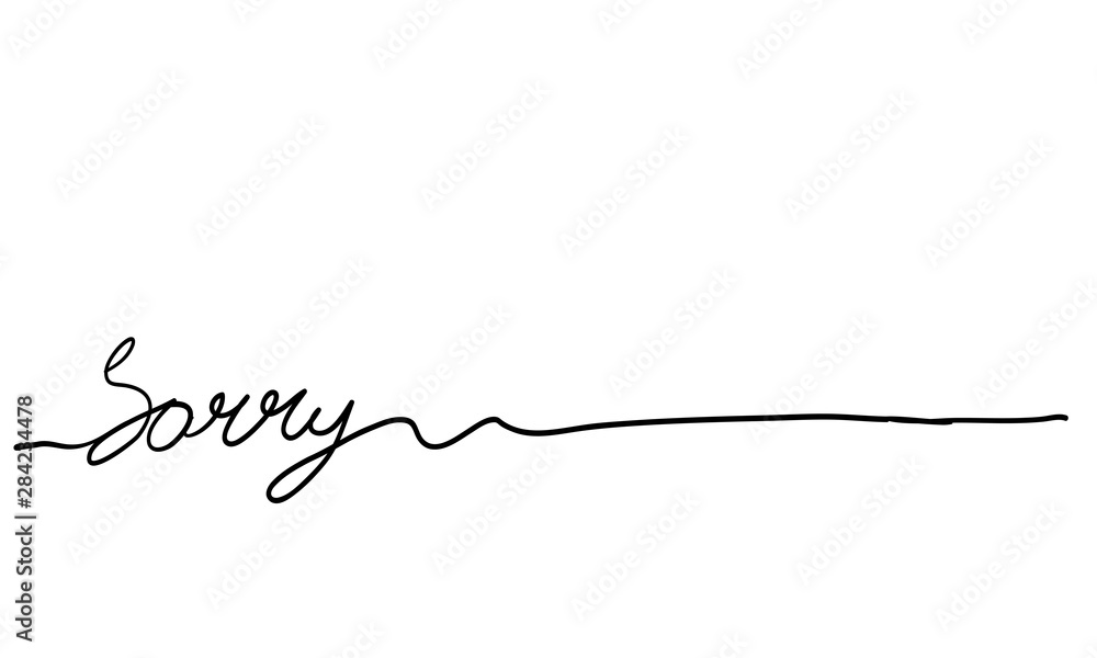 hand lettering sorry with continuous line doodle handdrawn vector ...