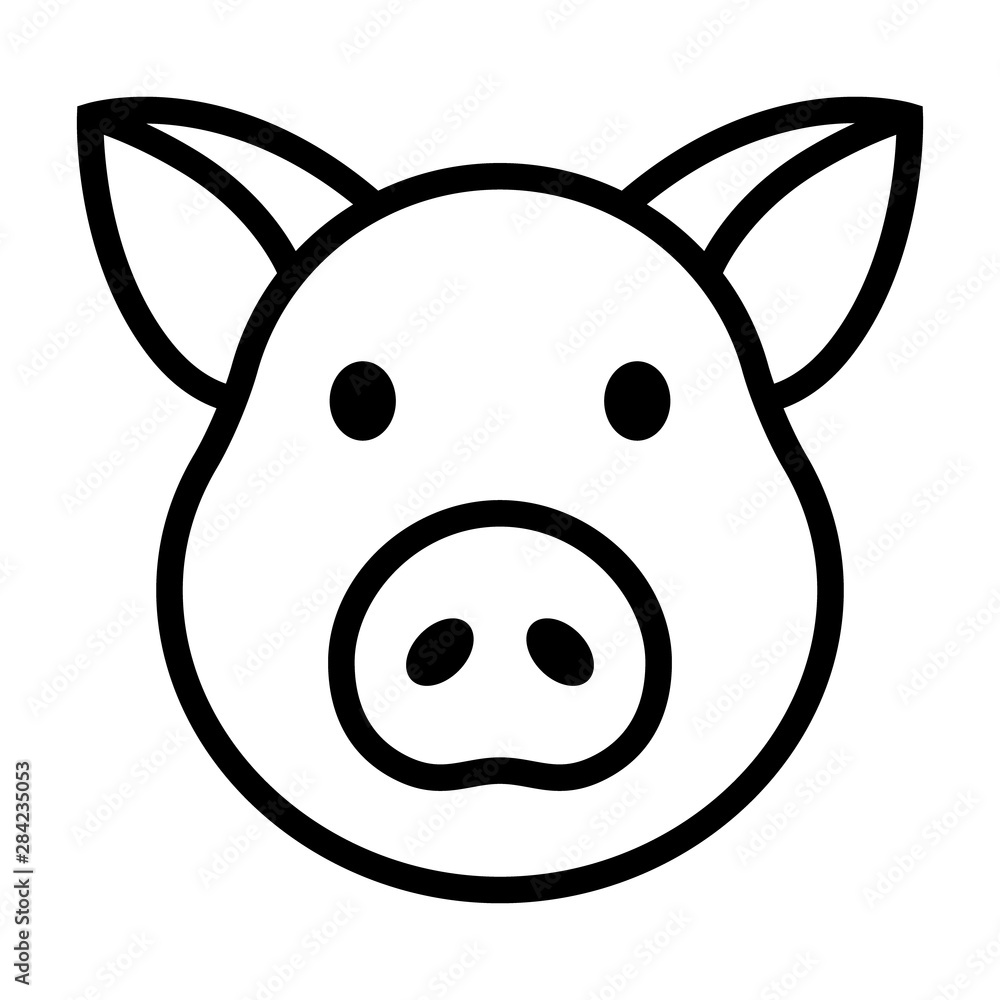 Pig head / face or pork bacon line art vector icon for animal apps and ...
