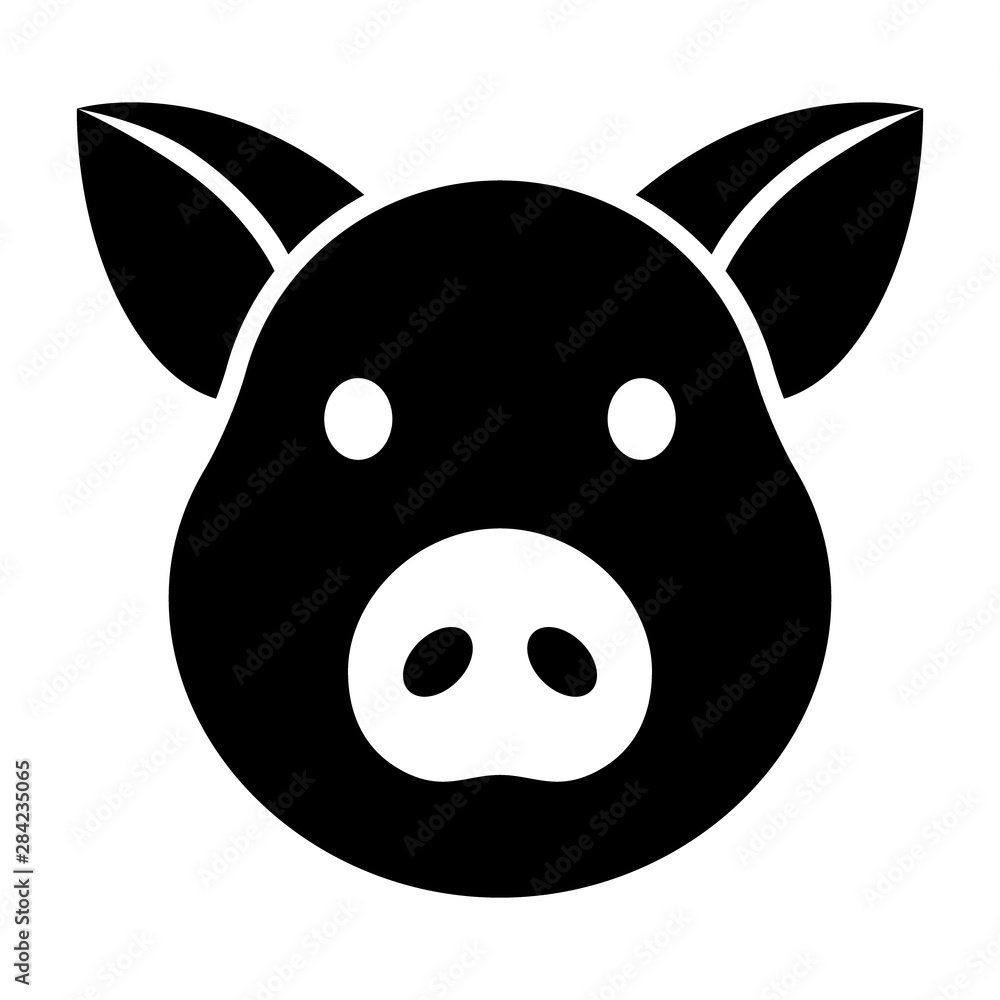 Pig head / face or pork bacon flat vector icon for animal apps and ...