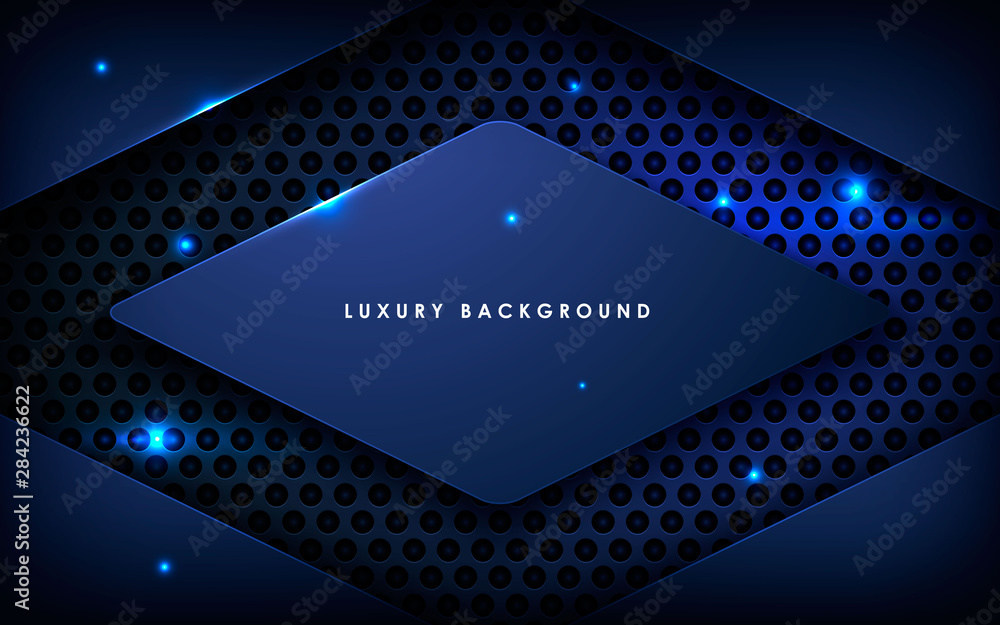 Dark blue metal texture background vector. Realistic overlap layer on ...