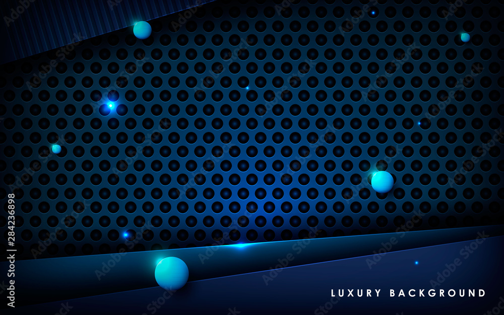 Dark blue metal texture background vector. Realistic overlap layer on ...
