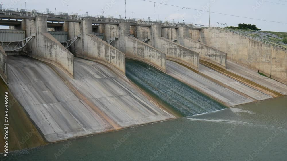 Dam with less water due to drought. Water shortages of water storage ...