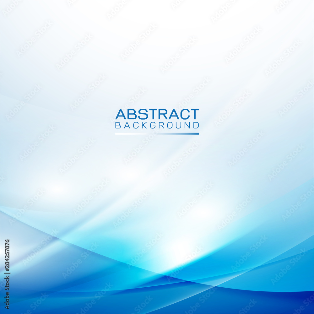 Vector abstract smooth light wave and flow blue background with blank ...