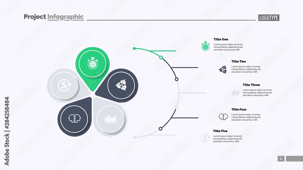 Petal diagram with five elements. Option graph, diagram, layout ...