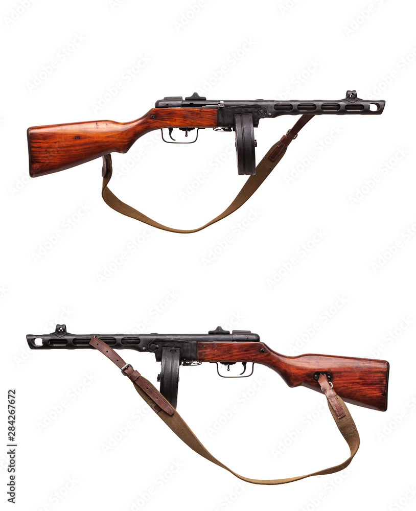 Vintage Soviet automatic machine gun from World War II isolated on ...