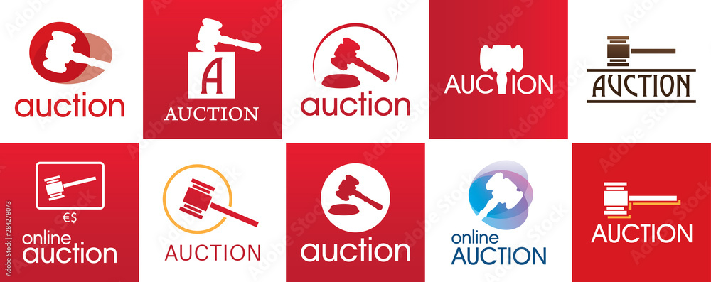 Vector set of logos for bidding and auctions Stock Vector | Adobe Stock