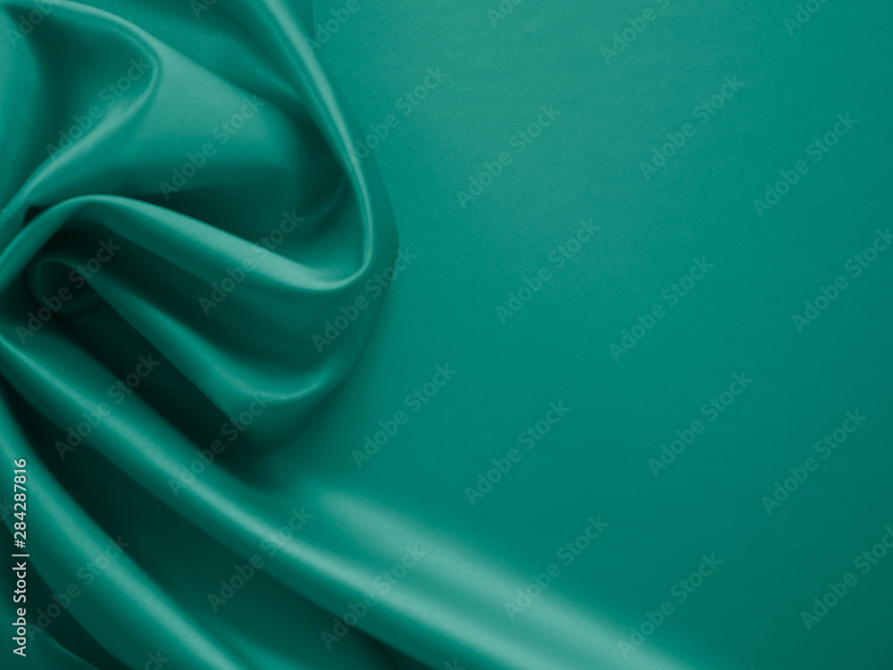 Beautiful smooth elegant wavy emerald green satin silk luxury cloth ...