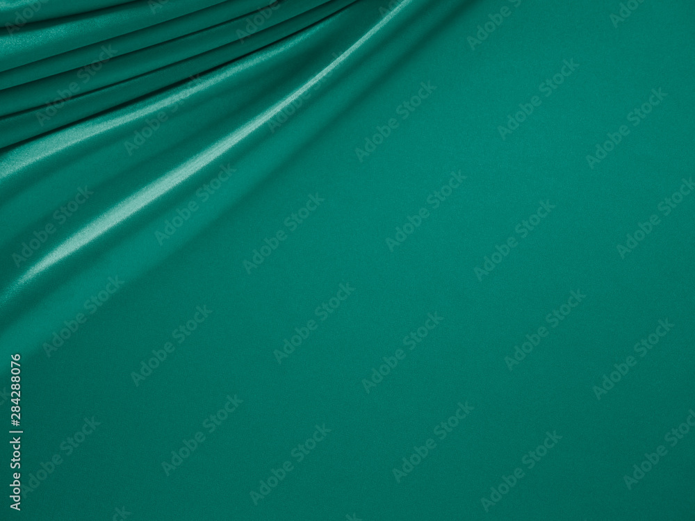 Beautiful smooth elegant wavy emerald green satin silk luxury cloth ...