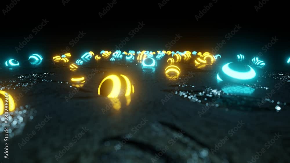 VJ Loop plan with neon light sphere. Abstract fluorescent background ...