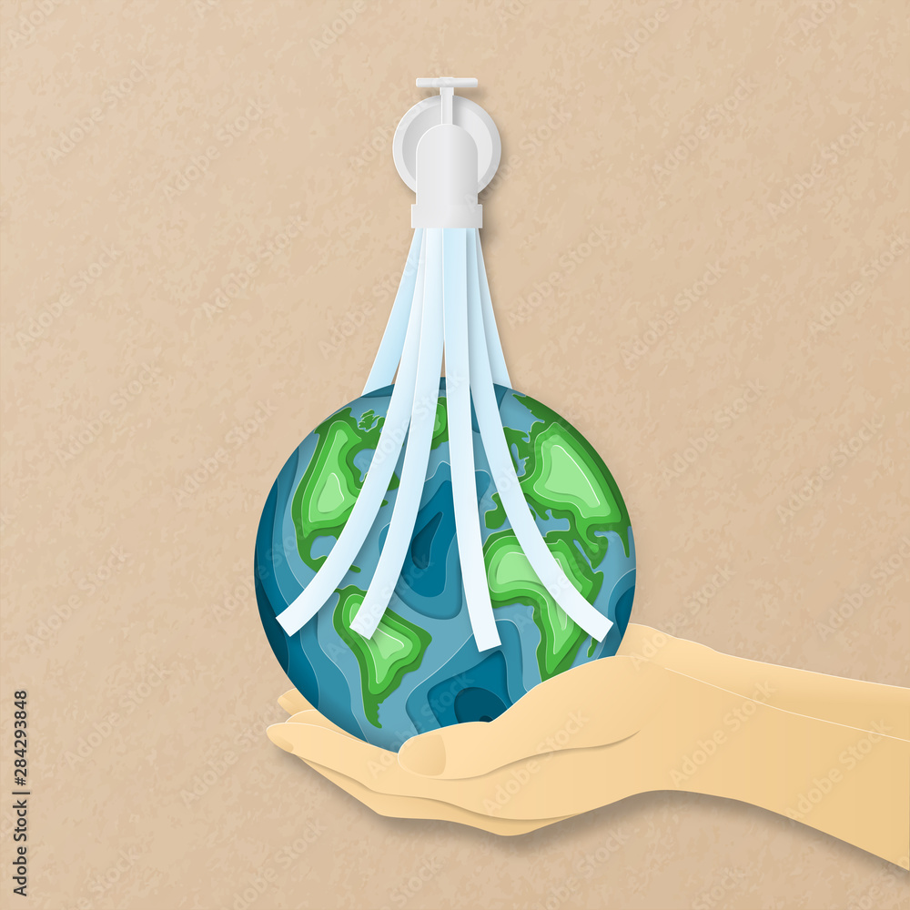 Earth day everyday concept in paper cut style. 3d paper art. Origami ...