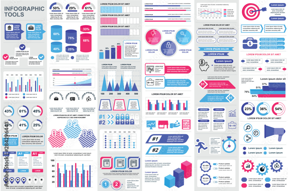 Infographic elements data visualization vector design template. Can be ...