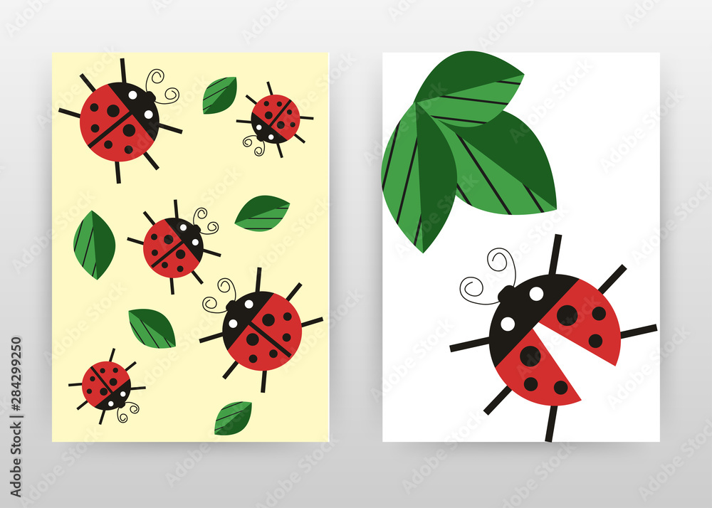 Red bugs and green leaves design for annual report, brochure, flyer ...