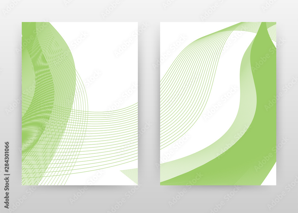 Green waved lines design for annual report, brochure, flyer, poster ...