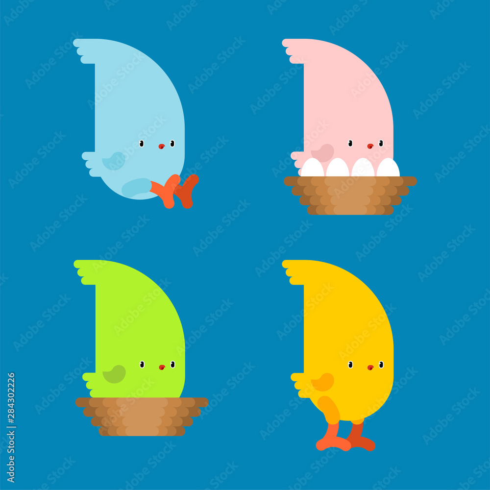 Bird cartoon set isolated. Birdie little. Vector illustration Stock ...