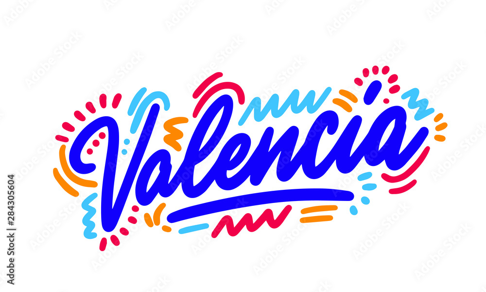 Valencia Handwritten city name.Modern Calligraphy Hand Lettering for ...