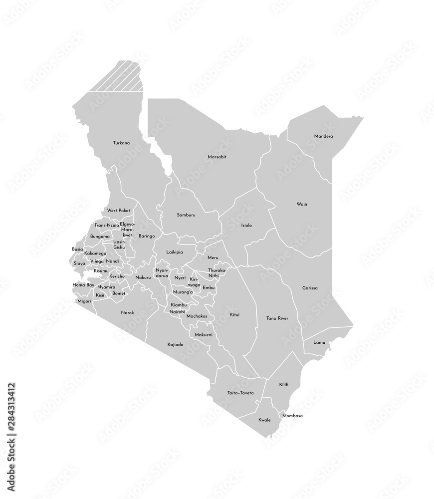 Vector isolated illustration of simplified administrative map of Kenya ...