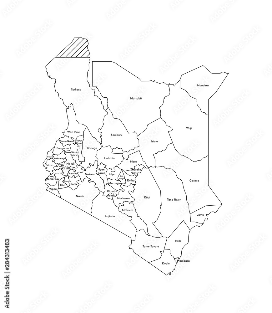 Vector isolated illustration of simplified administrative map of Kenya ...
