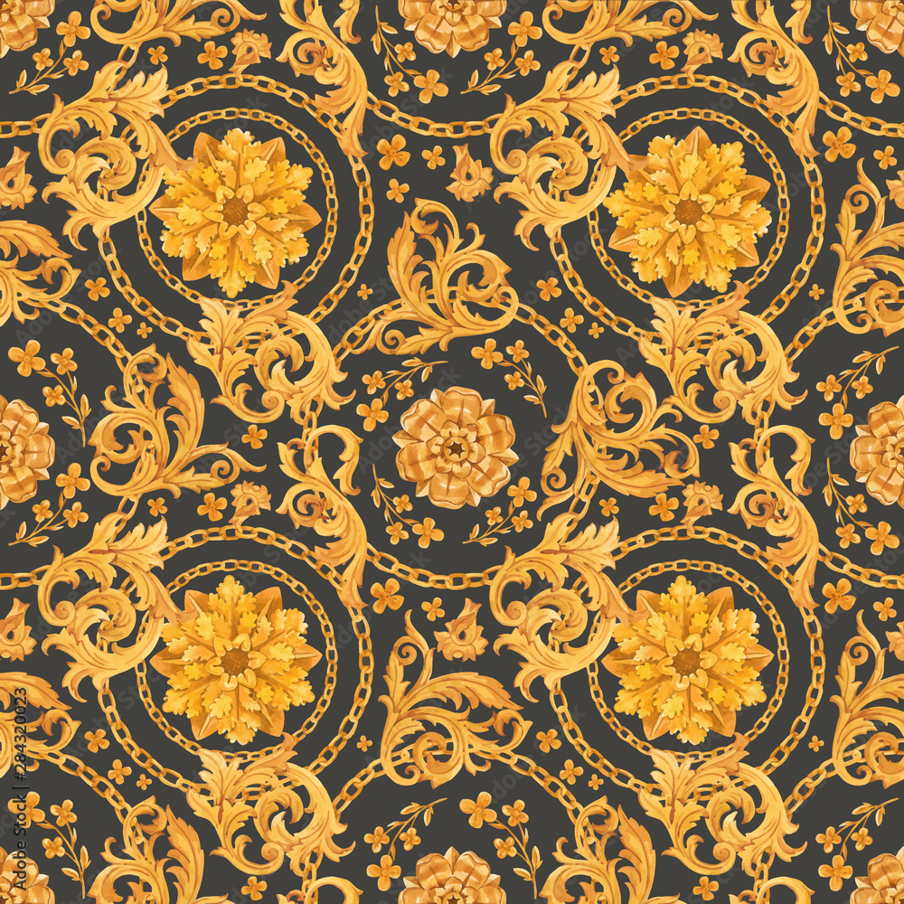 Golden baroque rich luxury vector pattern Stock Vector | Adobe Stock