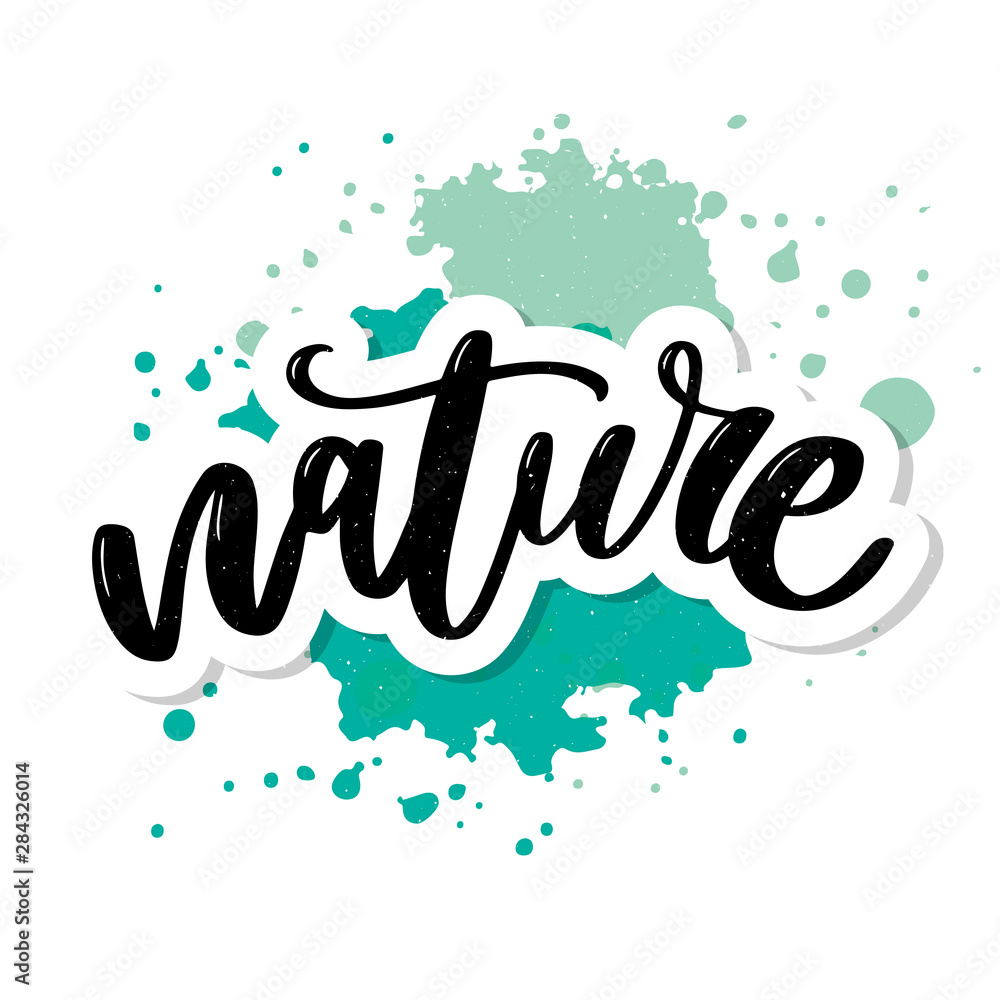 Natural product sticker - handwritten modern calligraphy on grunge ...