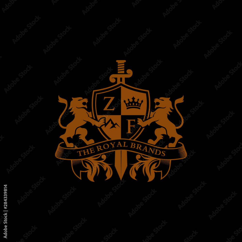 Lion Heraldry Logo Design Inspiration Stock Vector | Adobe Stock