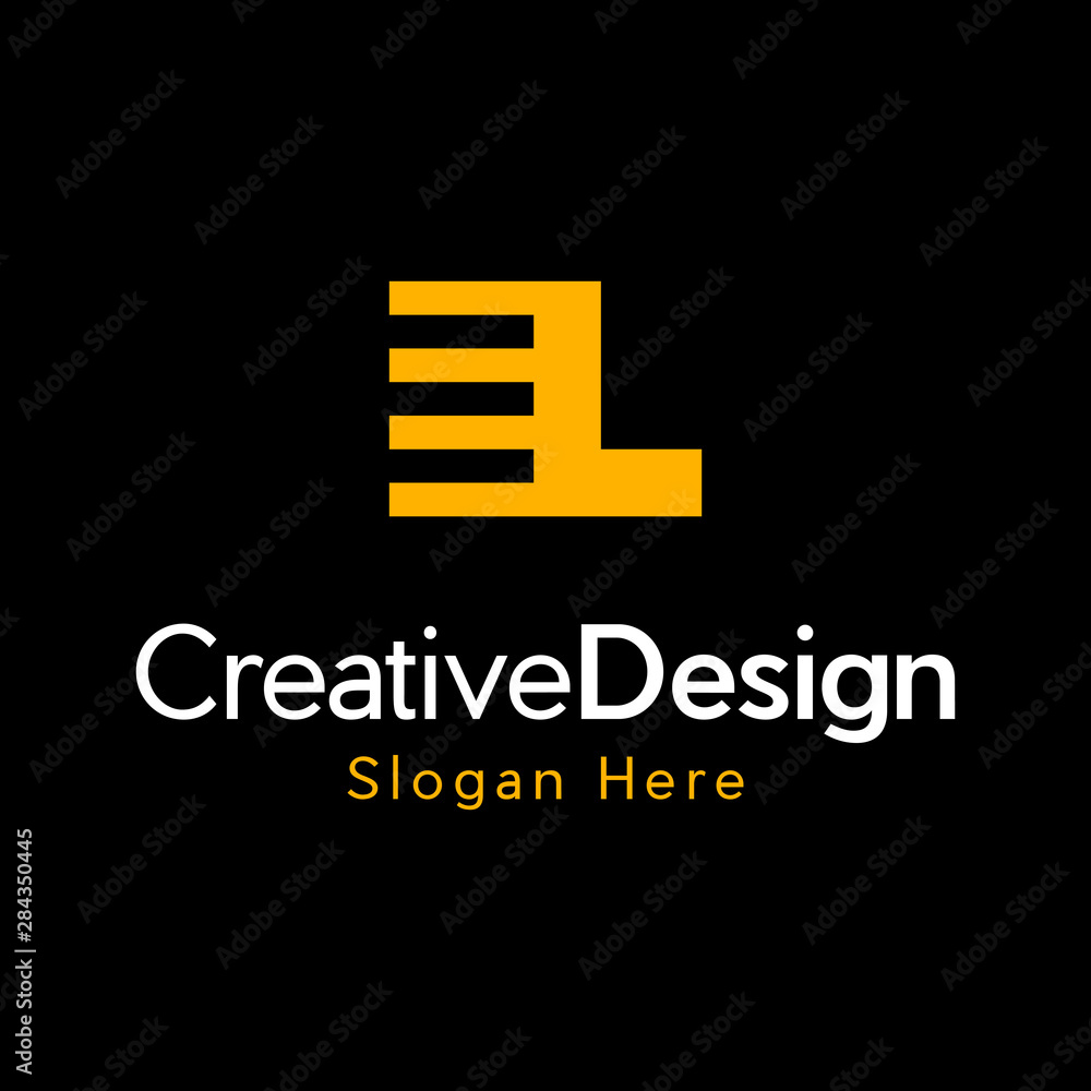 EL letter logo design with black background in illustrator, LE, EL ...